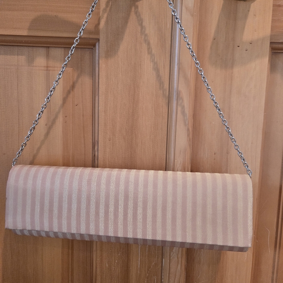 Lapis | Bags | Lapis Pink Striped Clutch With Chain | Poshmark